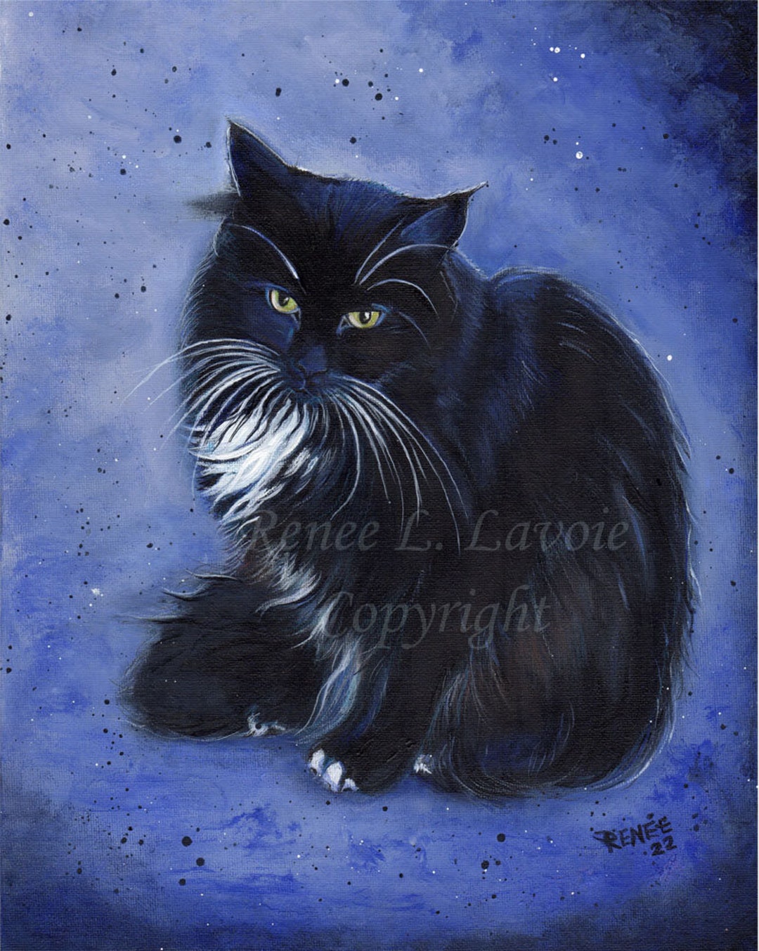 Original Cat Tuxedo "fiona" Cat Portrait 11x14 Acrylic on Canvas by ...