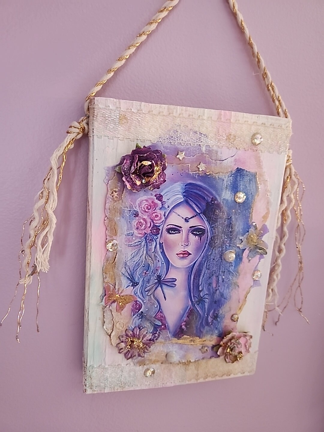 Shabby Chic Persephone Print on Rustic Wood Portrait Floral Print by ...