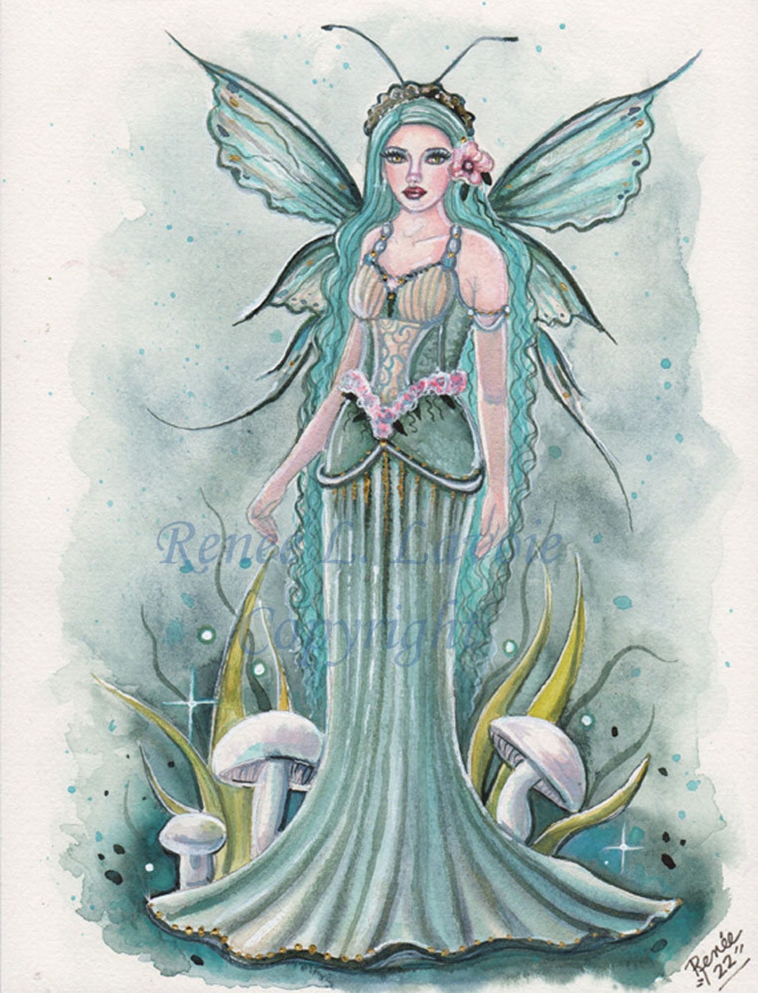 ORIGINAL Little Mushroom Fae Fairy Fantasy Art Painting by Renee L ...