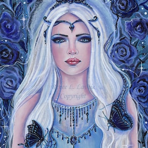 Goddess Lampetia of the Light Dark Roses Fantasy Original Painting Art ...