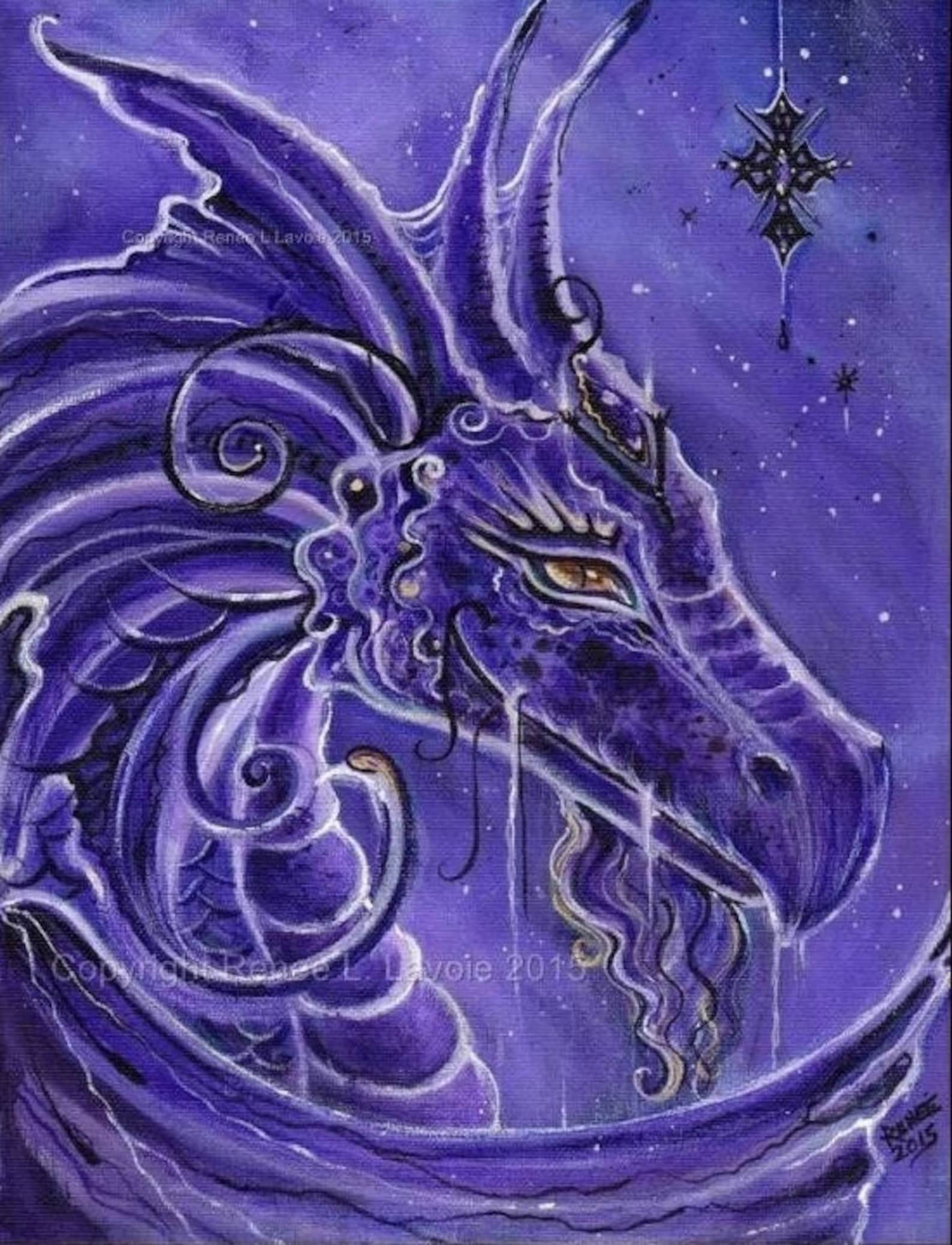 The Purple Dragon Fantasy Art by Renee L. Lavoie - Etsy