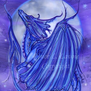 Moon Glow Dragon With Full Moon and Stars Abstract Fantasy Art - Etsy