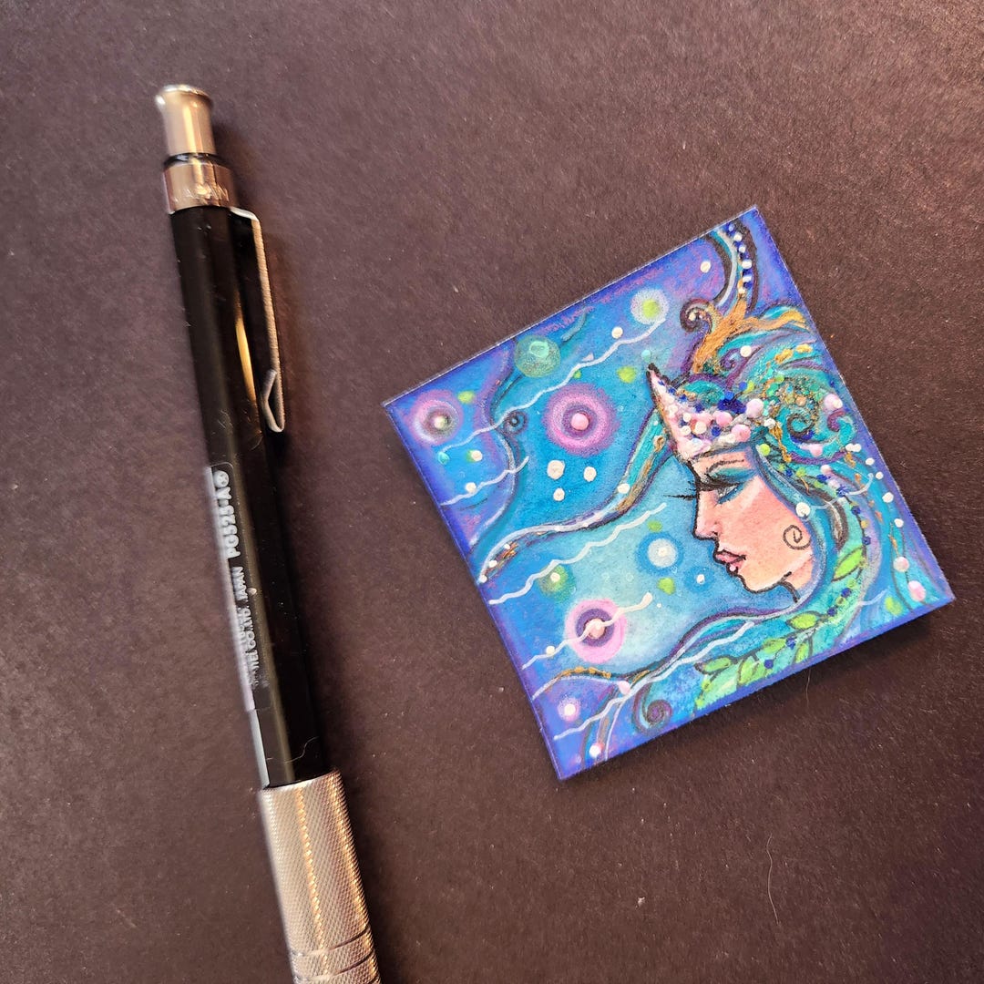 Blue Mermaid Original Fantasy Art Tropical Fish by Renee L. Lavoie ...