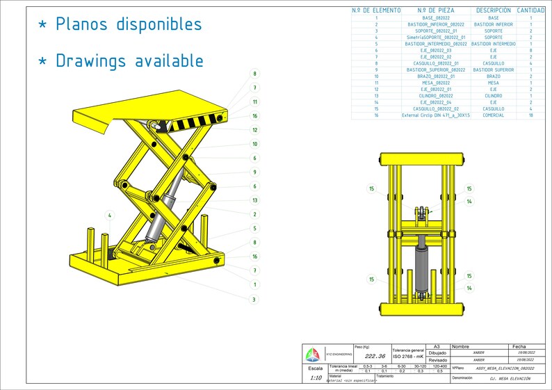 Hydraulic Lifting Table Hydraulic Lifting Table. 3D-CAD Drawings - Etsy