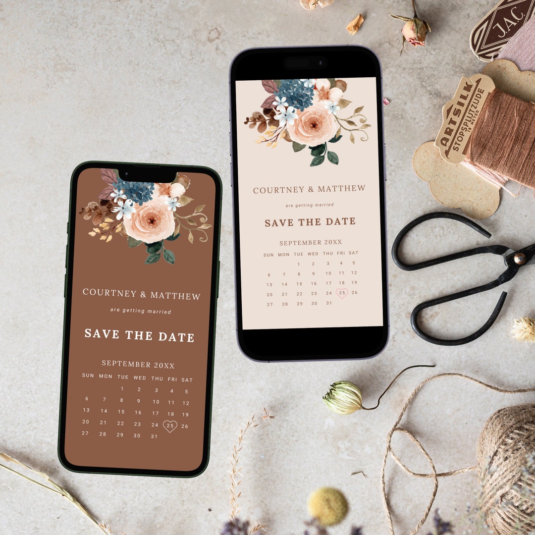 Best Calendar Wedding Save the Date E-invite, Lovely Floral Calendar ...