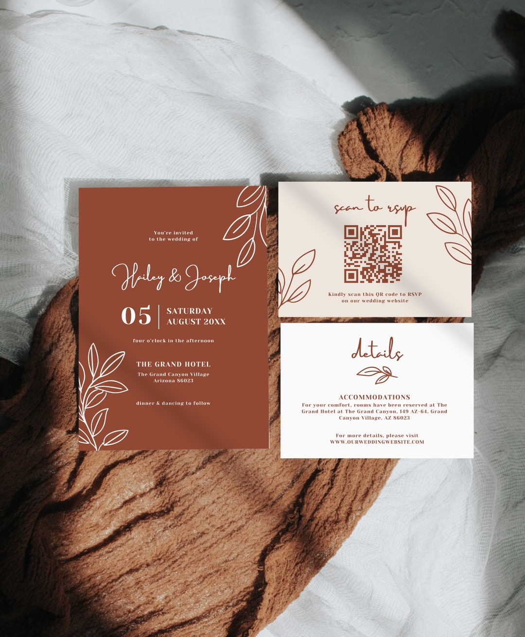 Rustic Bohemian Wedding Invitation Template, Boho Wedding Invitation ...