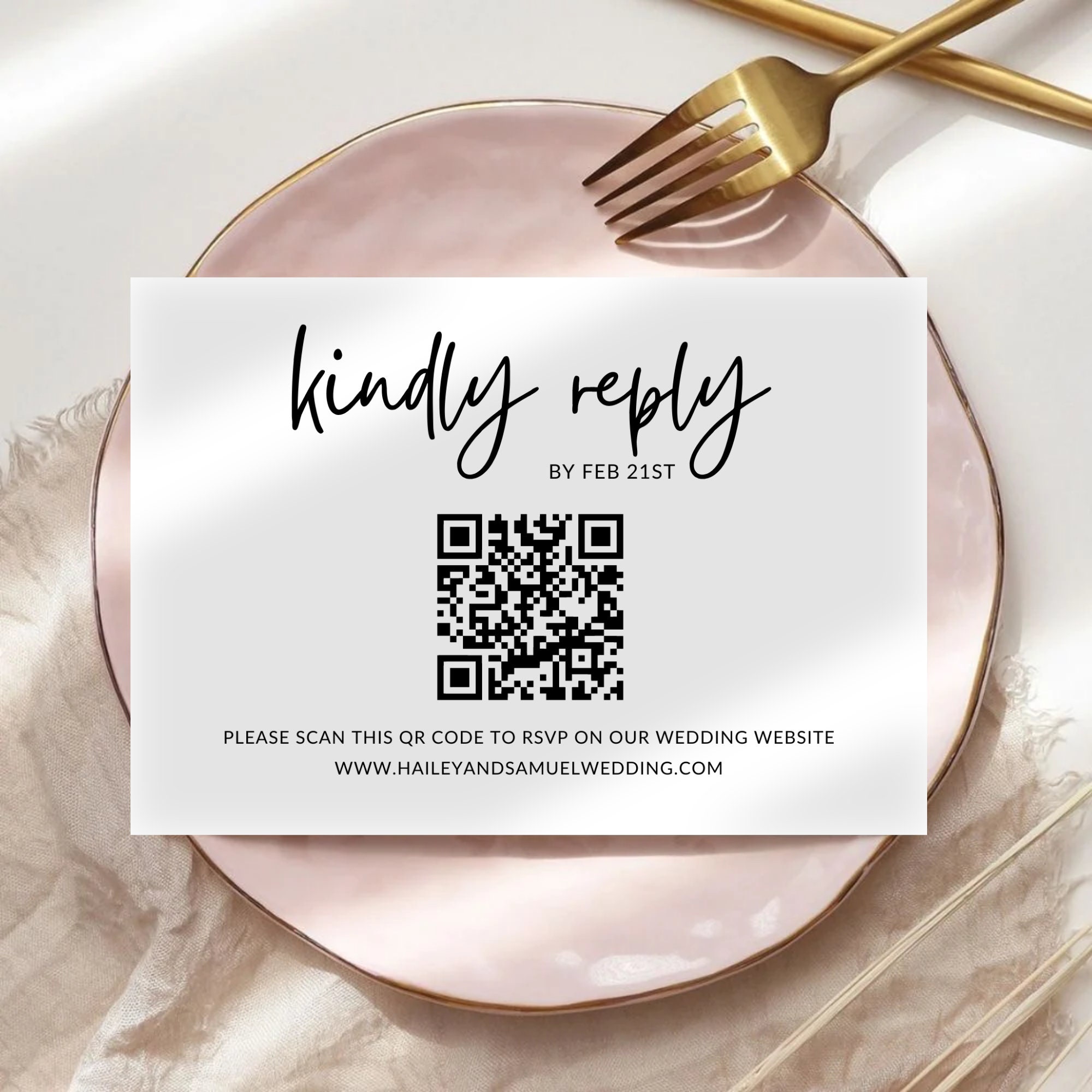 QR Code RSVP Wedding Invitation Suite, Modern Trendy Wedding Invites ...