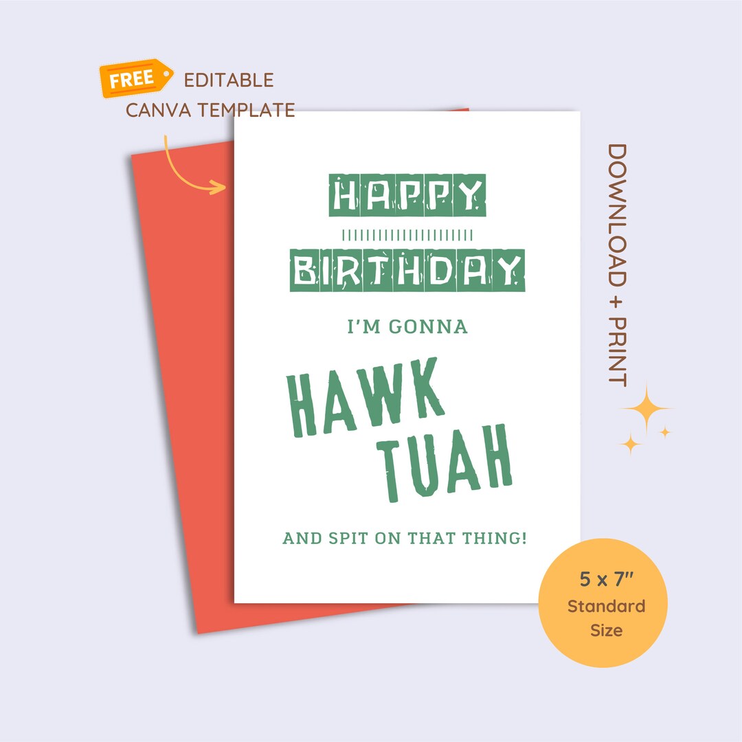 Hawk Tuah Birthday Greeting Card, Meme Birthday Message, Funny ...