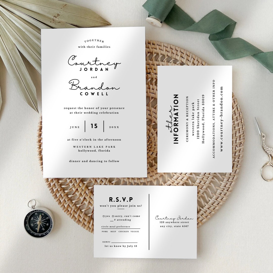 Timeless Classic Wedding Invitation Template, Wedding Invitation With ...