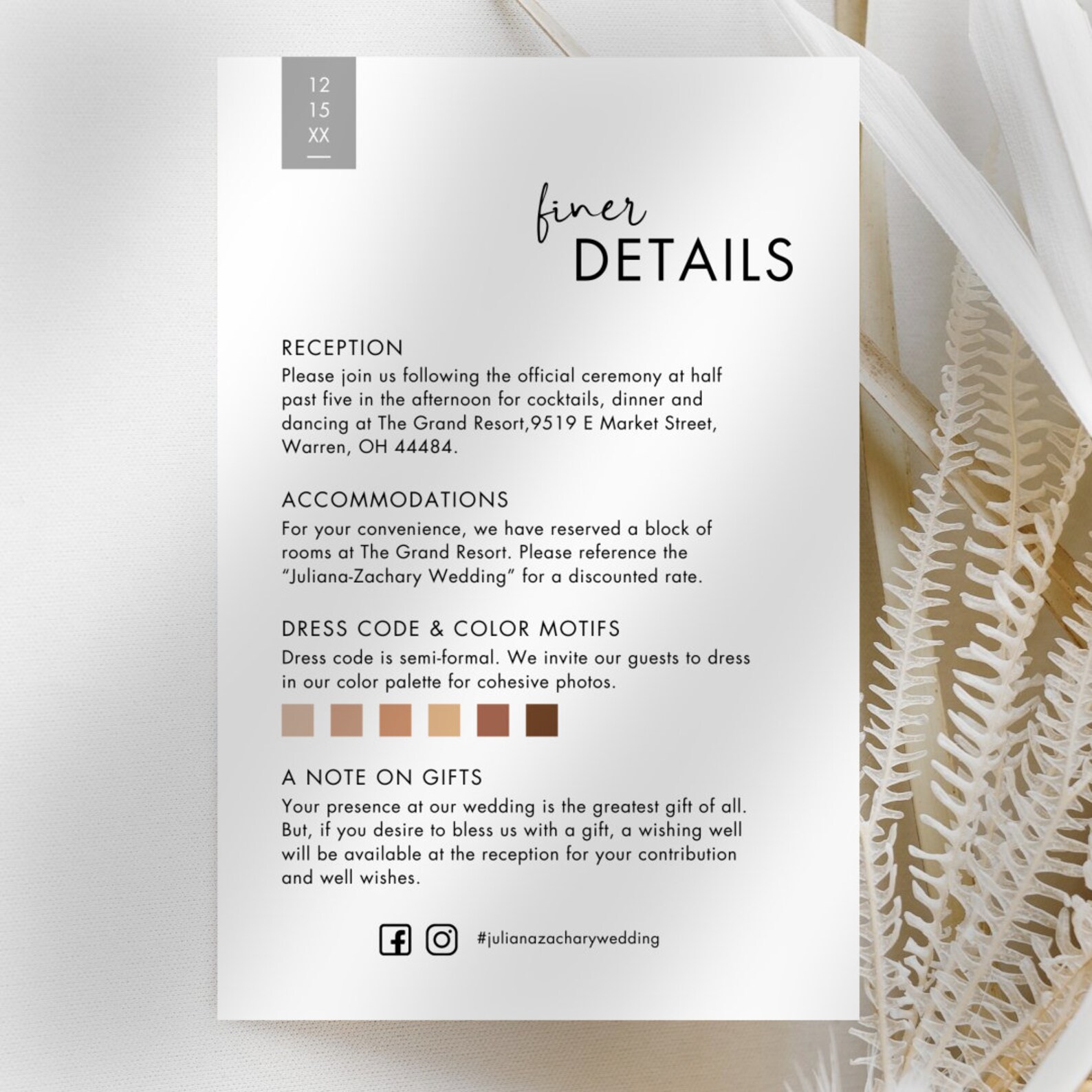 Modern Simple Wedding Invitation Template, Informative Details Page ...