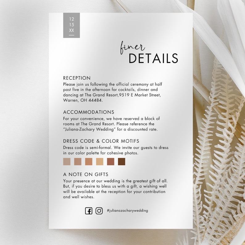 Modern Simple Wedding Invitation Template, Informative Details Page ...