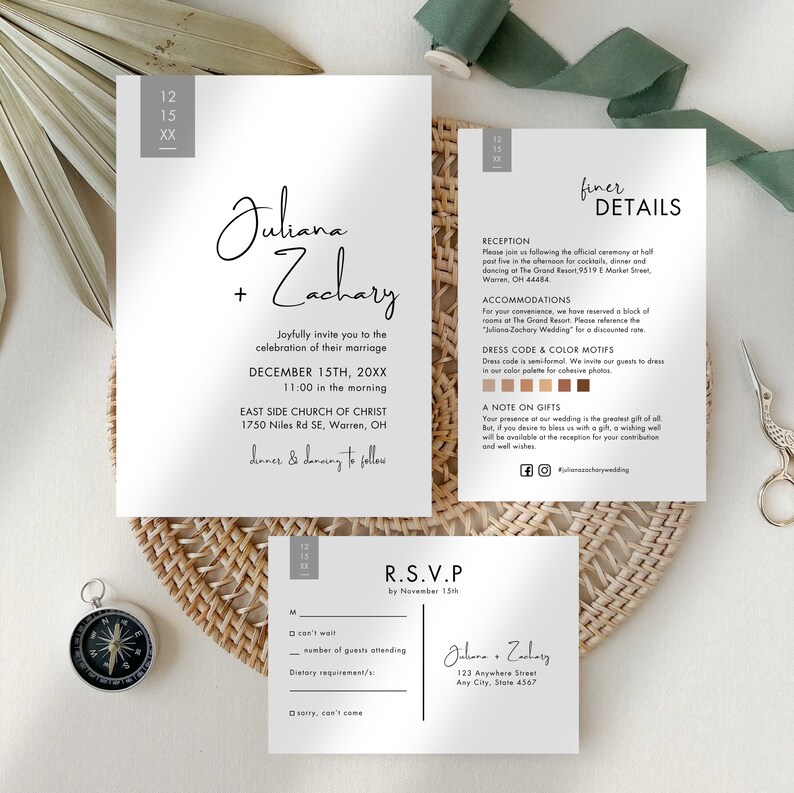 Modern Simple Wedding Invitation Template, Informative Details Page ...