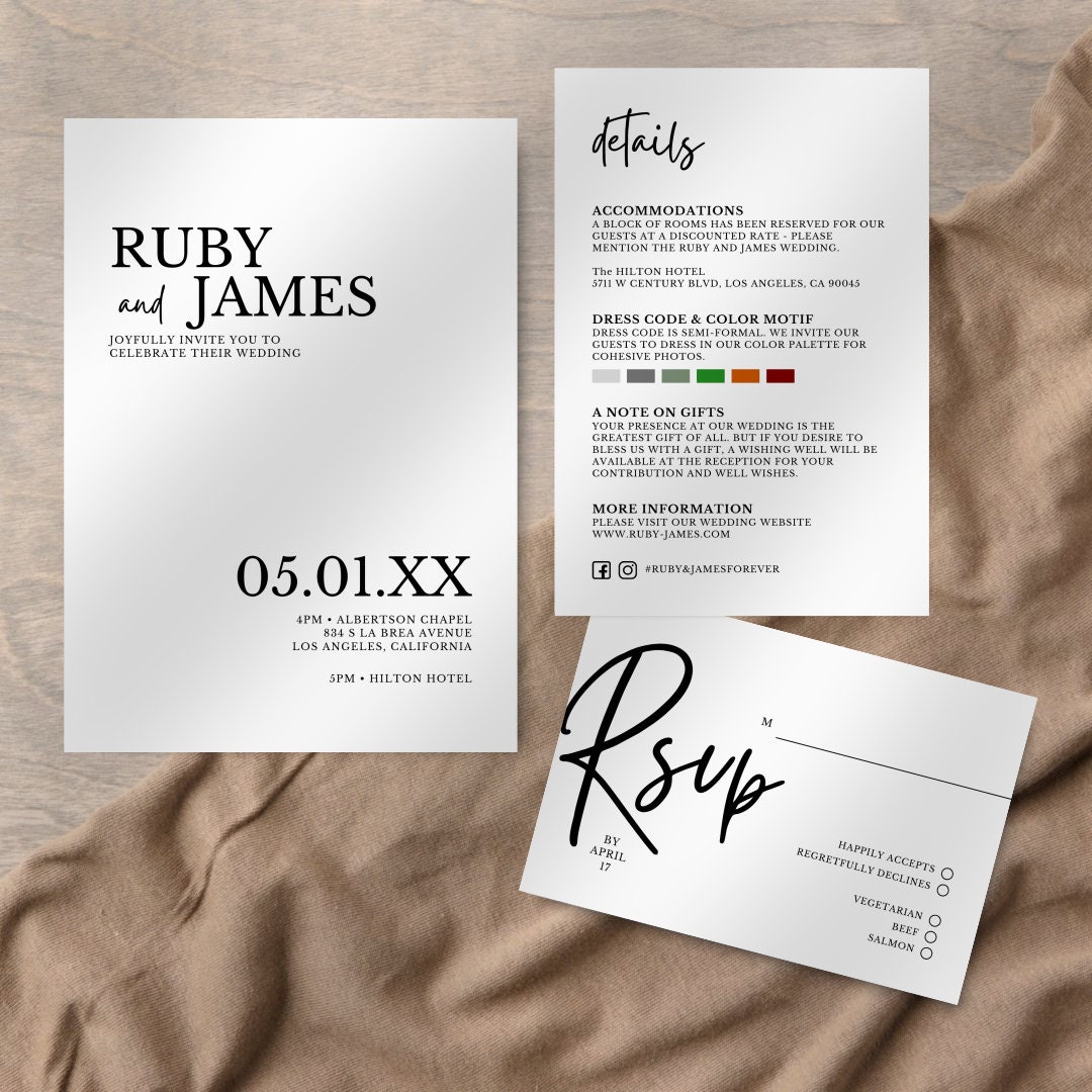 Unique Wedding Invitation Template, Informative Minimalist Style ...