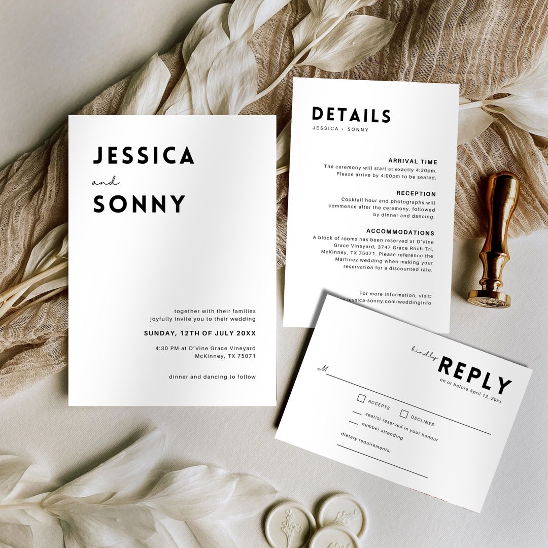 Unique Simple Design Wedding Invitation Suite, Wedding Invitation ...
