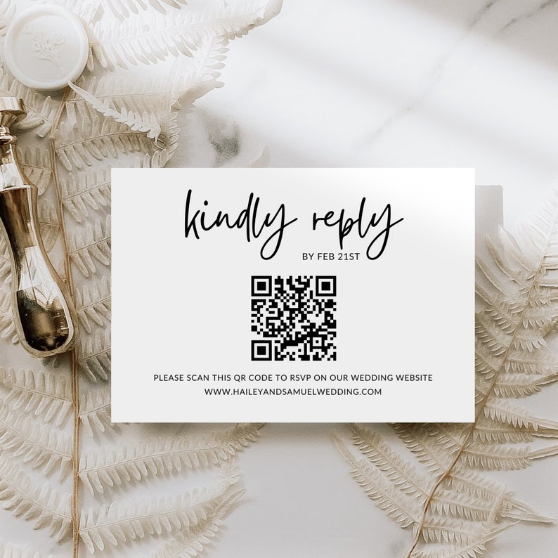 QR Code RSVP Wedding Invitation Suite, Modern Trendy Wedding Invites ...