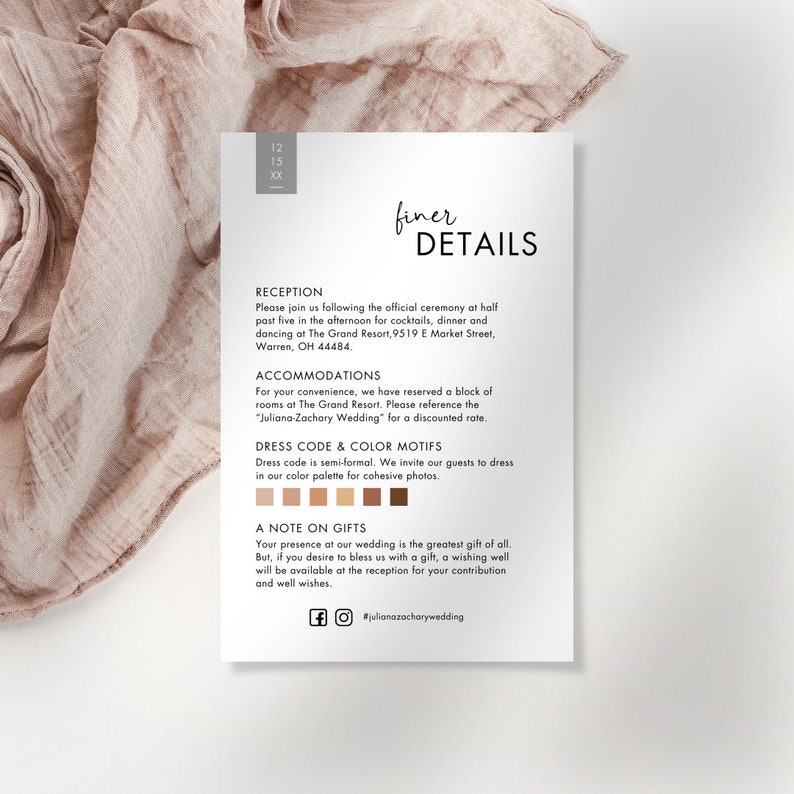 Modern Simple Wedding Invitation Template, Informative Details Page ...