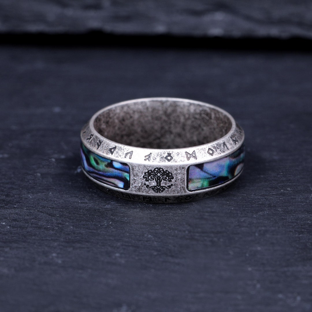 Vikings Symbol Tree of Life Punk Shell Rings Opium Y2k Rings Hip Hop ...