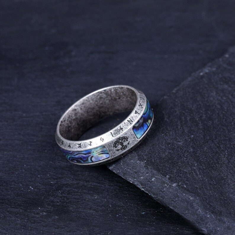 Vikings Symbol Tree of Life Shell Punk Rings Opium Y2k Rings Hip Hop ...