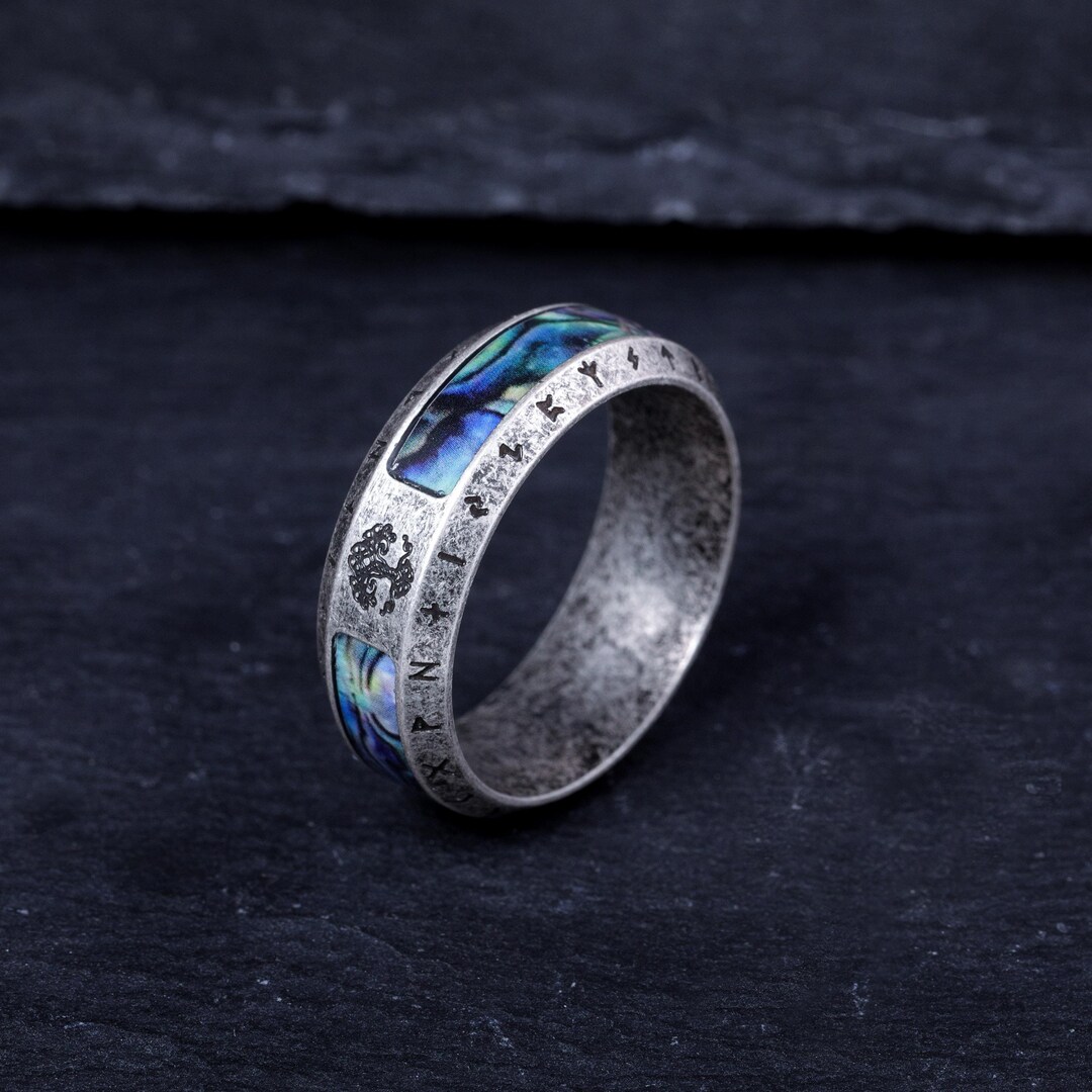 Vikings Symbol Tree of Life Shell Punk Rings Opium Y2k Rings Hip Hop ...