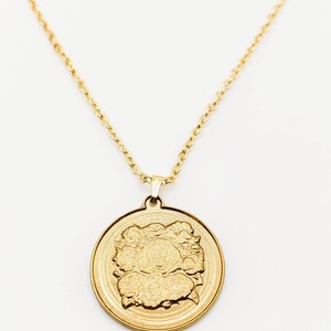 Golden-colored Medallion Necklace With Floral Engraving - Etsy