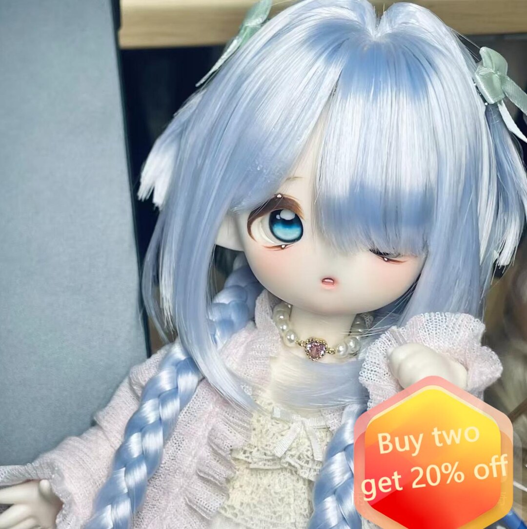 1/4 BJD Doll Wig: Long Blue Hair (18-19cm Head) - Etsy