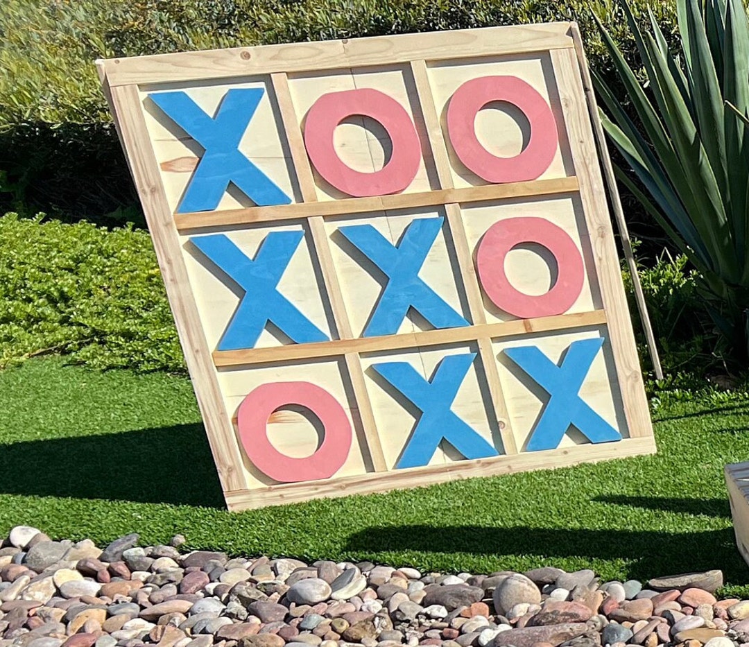 Giant Wood Tic Tac Toe Game Custom Stand up W/ Kickstand Legs 3ft X 3ft ...
