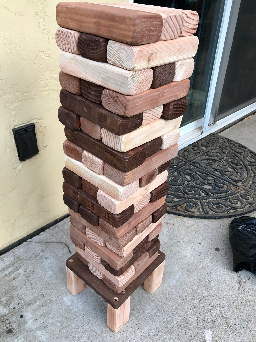 Giant Tumble Tower Game Rustic Stained Inc Game Stand Play up to 5.5ft ...