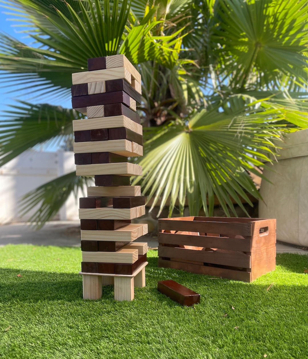 Giant Tumbling Timbers Game - Family Night Play up 5ft - 7.5in Blocks ...