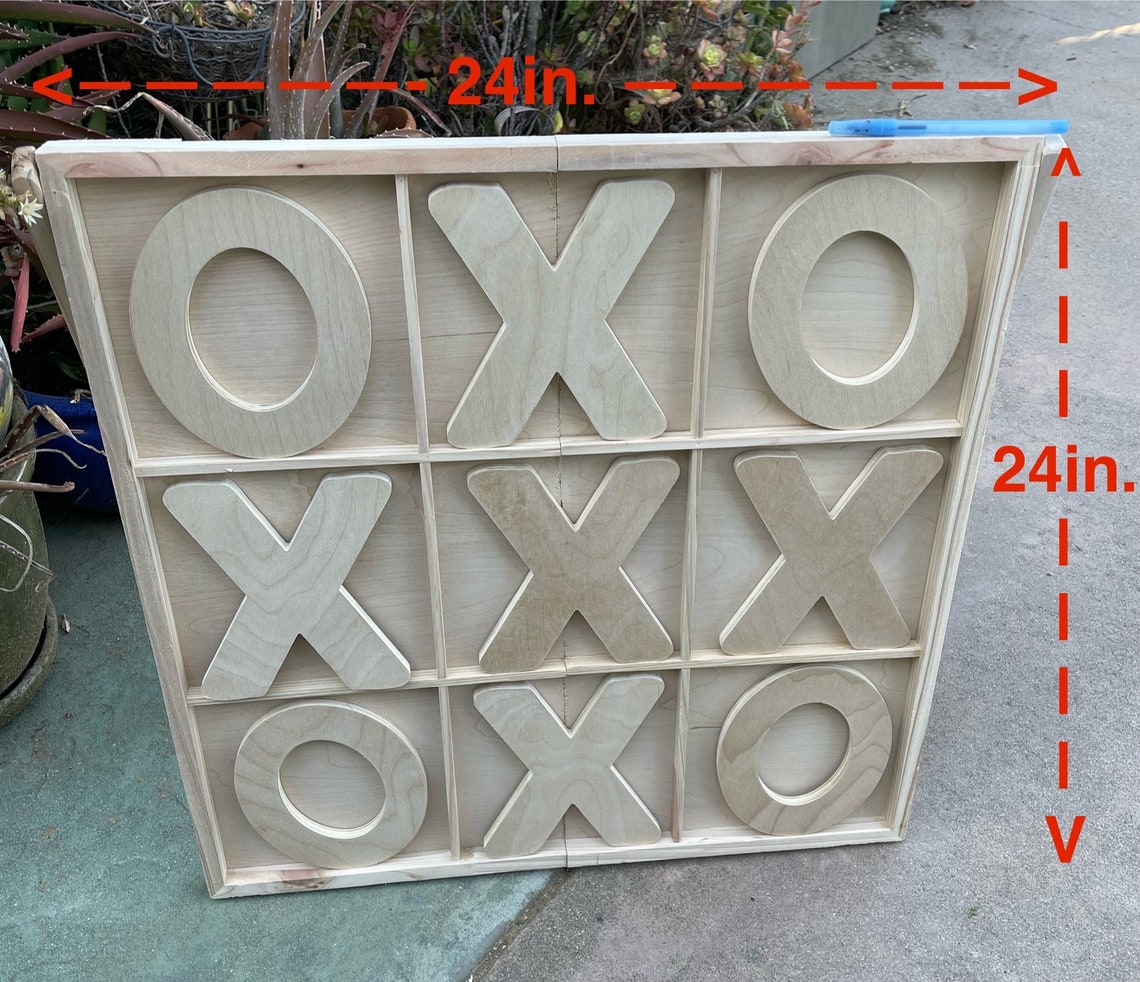 Giant Wood Tic Tac Toe Board Game Easel Stand Tall at 24in X 24in ...