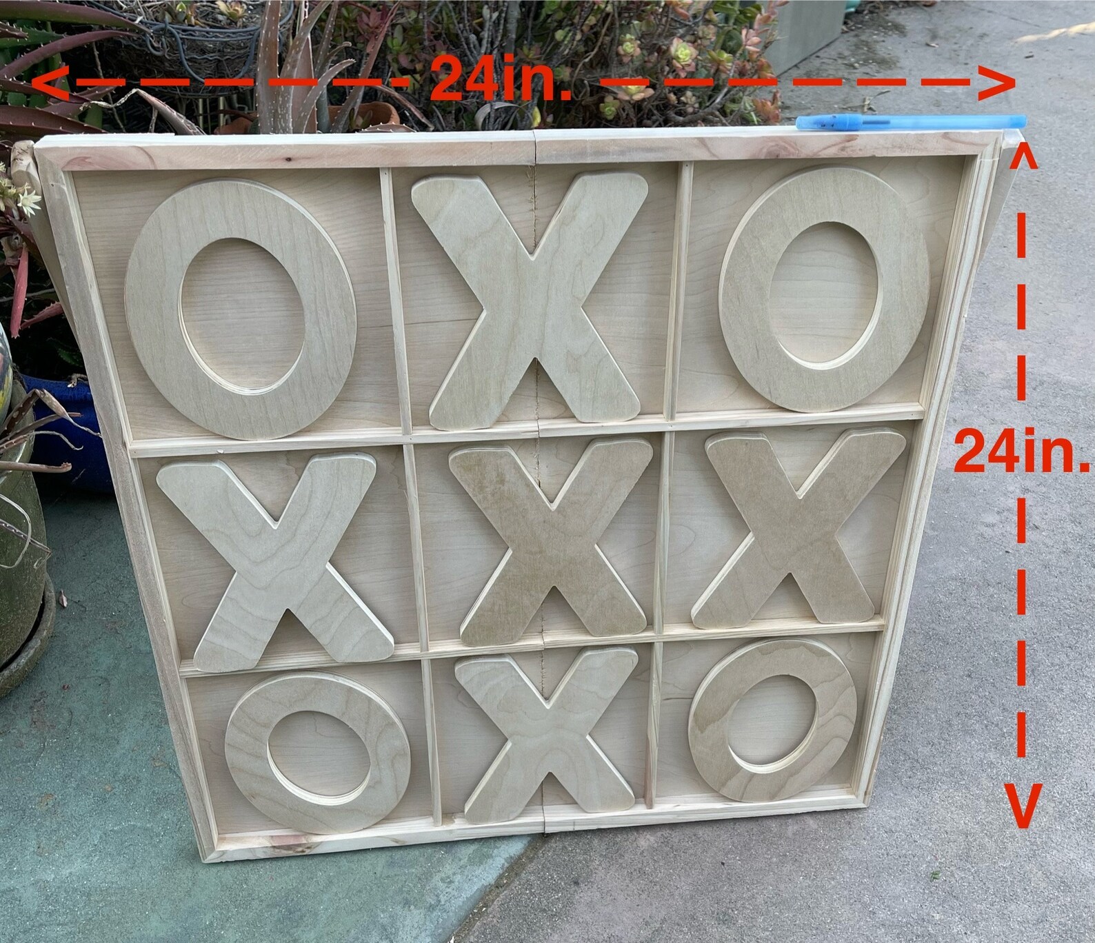 Giant Wood Tic Tac Toe Board Game Easel Stand Tall at 24in X 24in ...