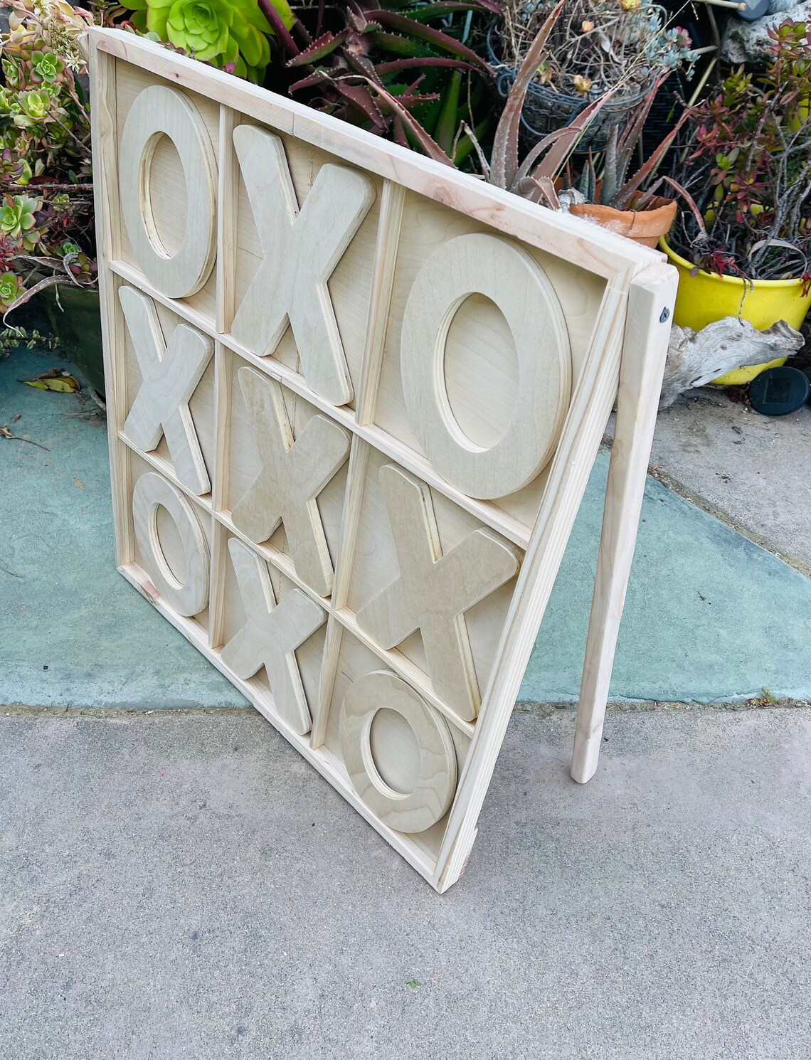 Giant Wood Tic Tac Toe Board Game Easel Stand Tall at 24in X 24in ...