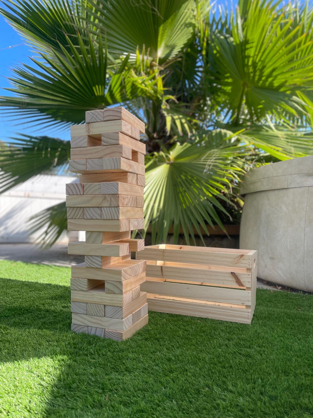 Giant Topple Falling Blocks Game Play up 6ft Wood With Crate - 45 ...