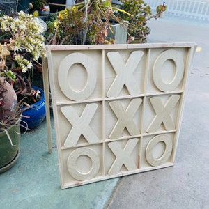 Giant Wood Tic Tac Toe Board Game Easel Stand Tall at 24in X 24in ...