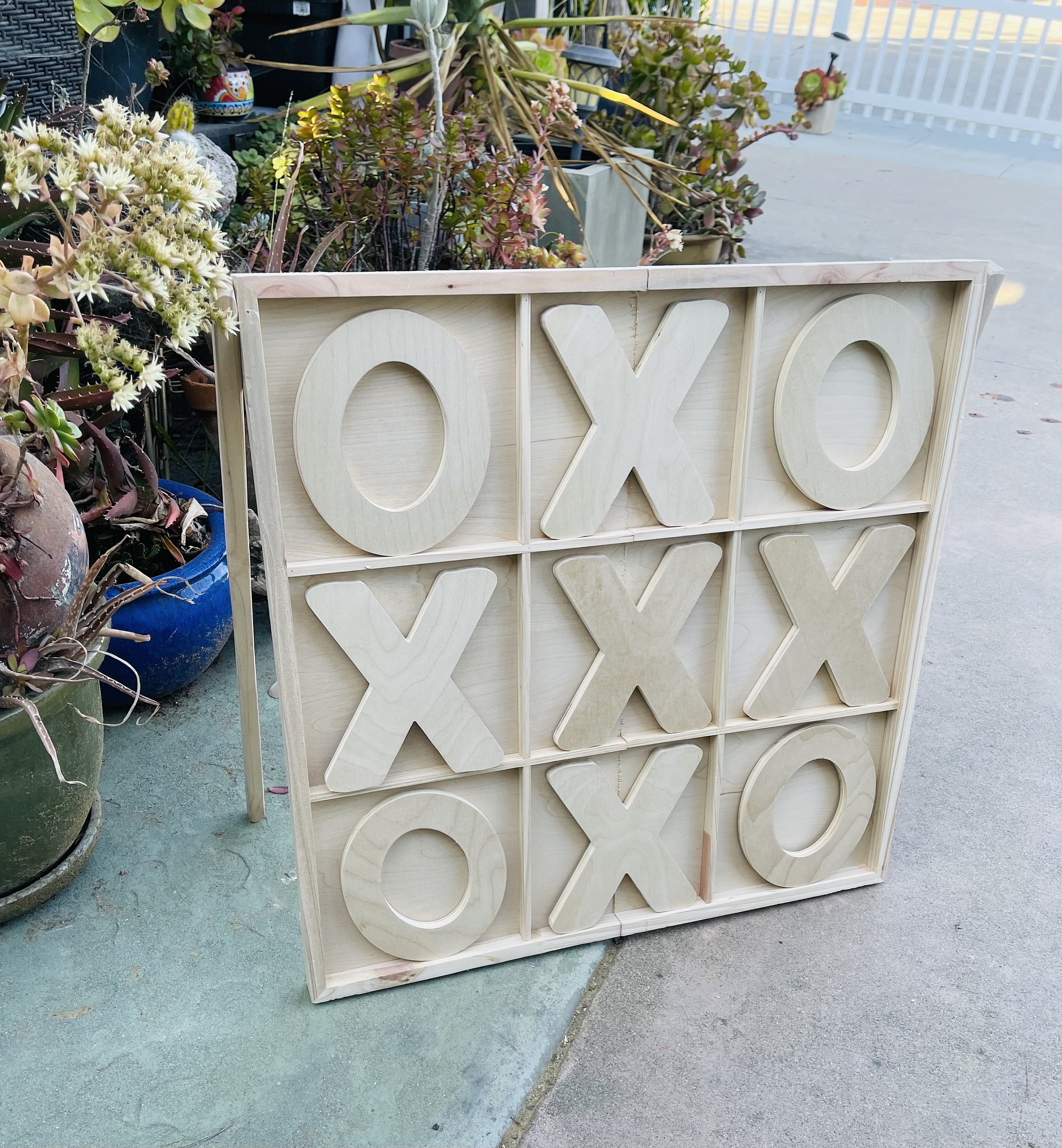 Giant Wood Tic Tac Toe Board Game Easel Stand Tall at 24in X 24in ...