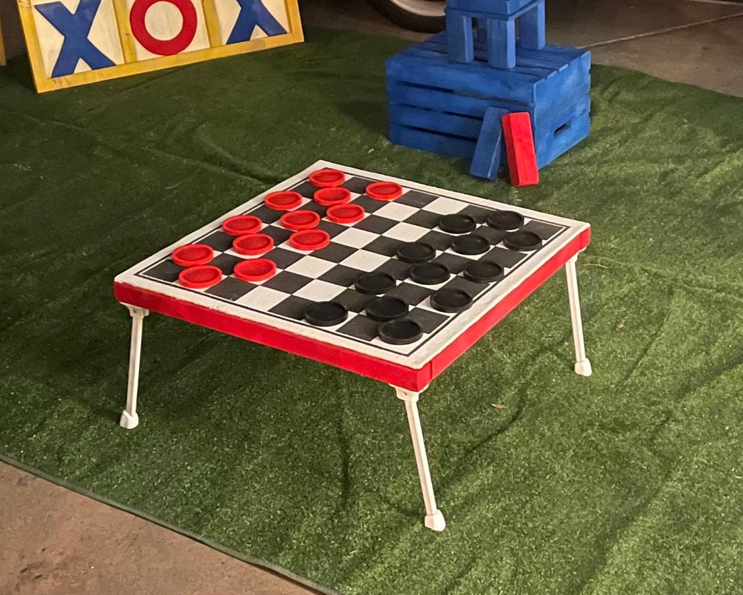Giant Checkers Table: Foldable Legs, Outdoor Lawn Game (24in) - Etsy