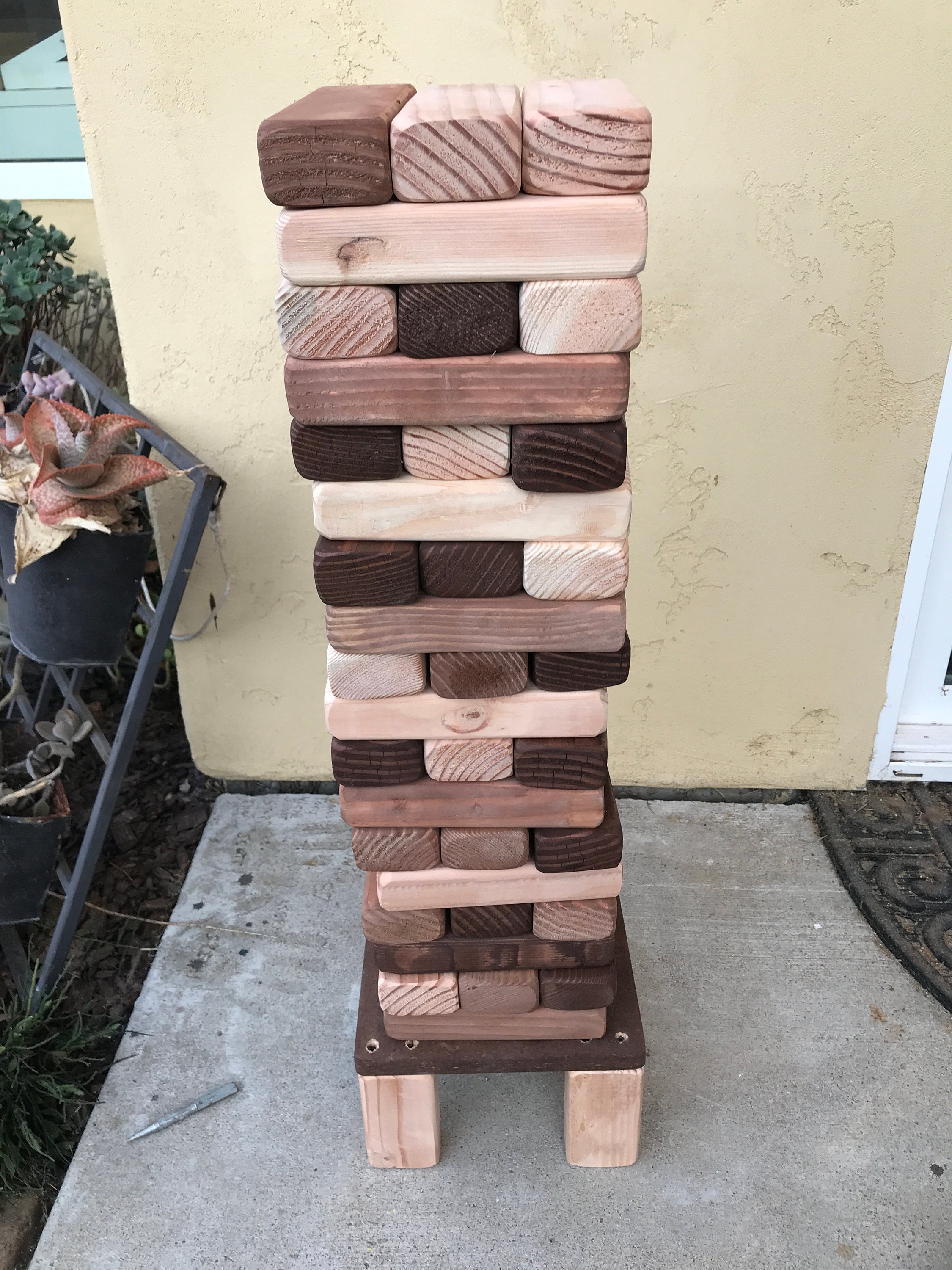 Giant Tumble Tower Game Rustic Stained Inc Game Stand Play up to 5.5ft ...