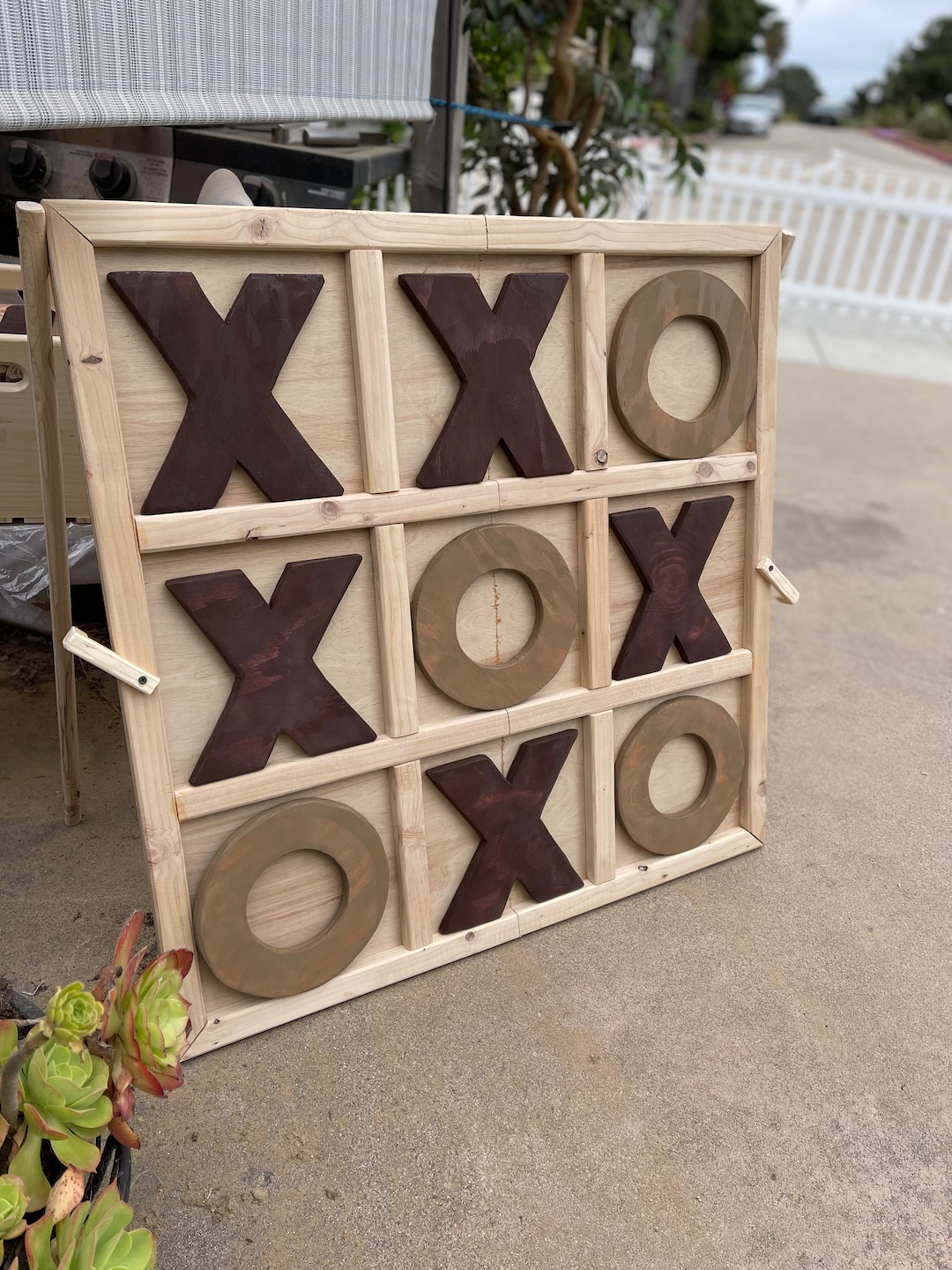 Giant Wooden Tic Tac Toe Game, Stand Up, Jumbo Stained X and O - Etsy