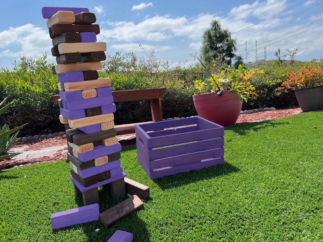 Giant Tumbling Blocks Game, Rustic Play up 6ft With Wood Timbers ...