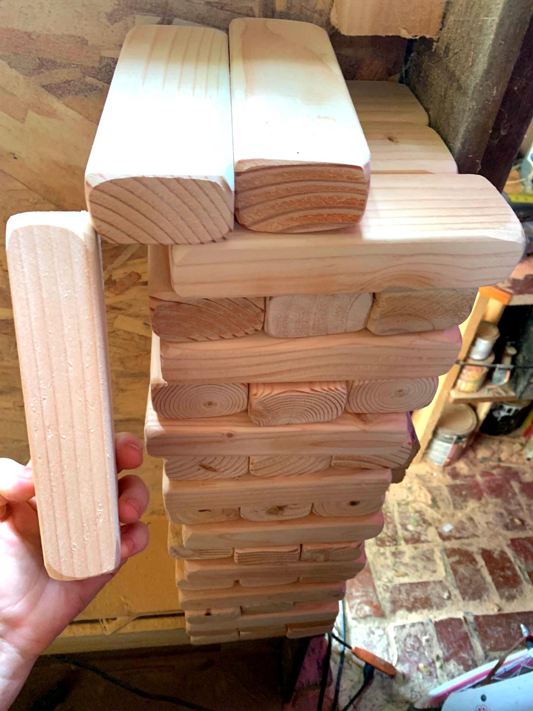Giant Timber Tower Yard Large Game Wood Blocks 54 Jumbo 7.5x2.7x1.7in ...