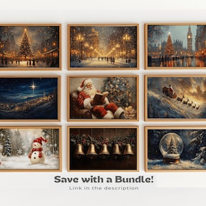 Santa and Reindeer FRAME TV Art, Christmas Frame Tv Art, Christmas ...