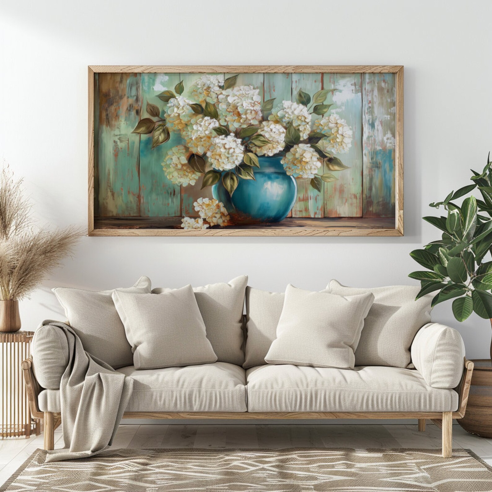 Frame TV Art White Hydrangeas, Vintage Floral Oil Painting,spring ...
