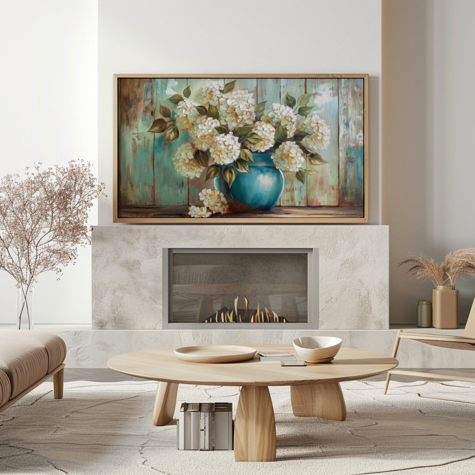 Frame TV Art White Hydrangeas, Vintage Floral Oil Painting,spring ...
