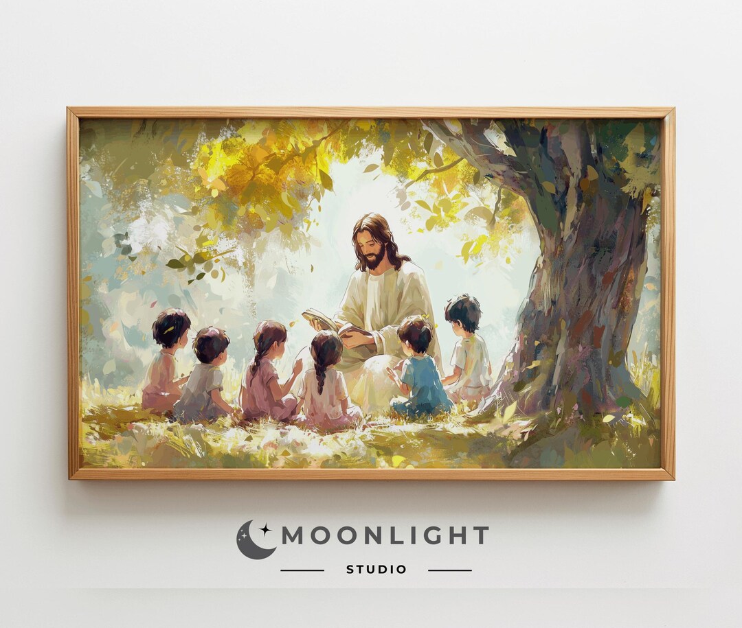 Religious Frame Tv Art, Jesus Teaching Children, Jesus Painting ...