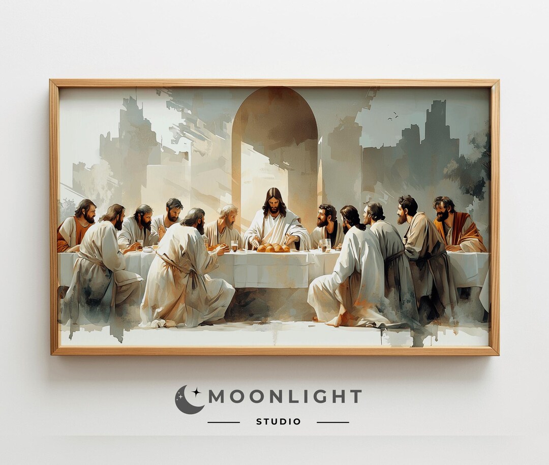 The Last Supper Frame Tv Art, Modern Christian Art, Bible Wall Art ...