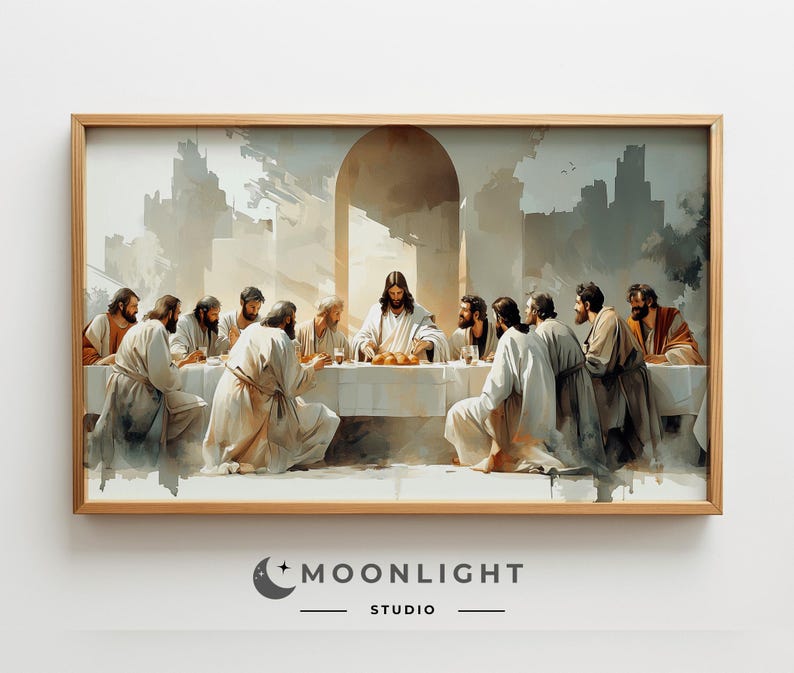 The Last Supper Frame Tv Art, Modern Christian Art, Bible Wall Art ...