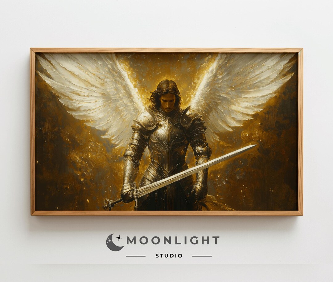 Archangel Saint Michael Frame Tv, Archangel Religious Wall Art ...