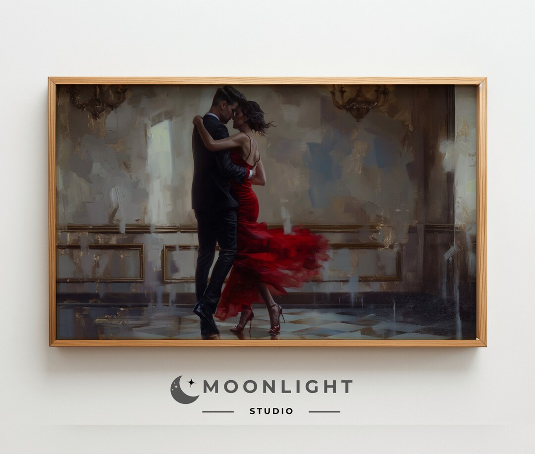 FRAME TV Art, Tango Couple Frame TV Art, Tango Dancer Art, Vintage Oil ...