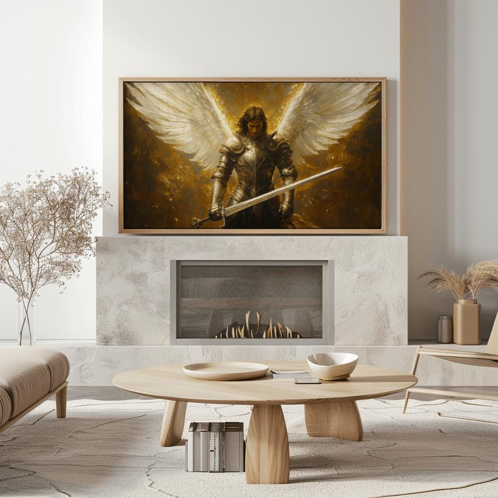 Archangel Saint Michael Frame Tv, Archangel Religious Wall Art ...