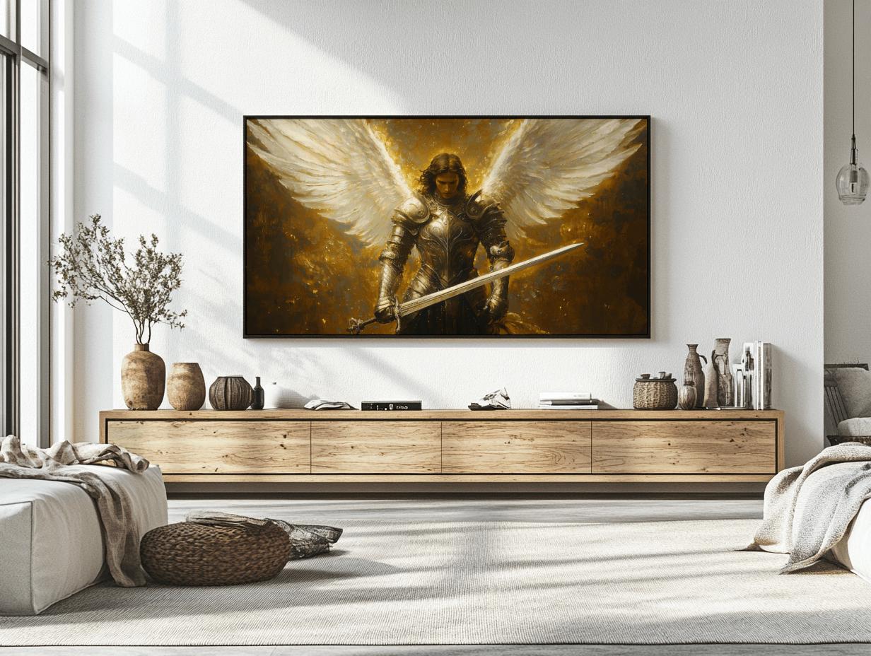 Archangel Saint Michael Frame Tv, Archangel Religious Wall Art ...