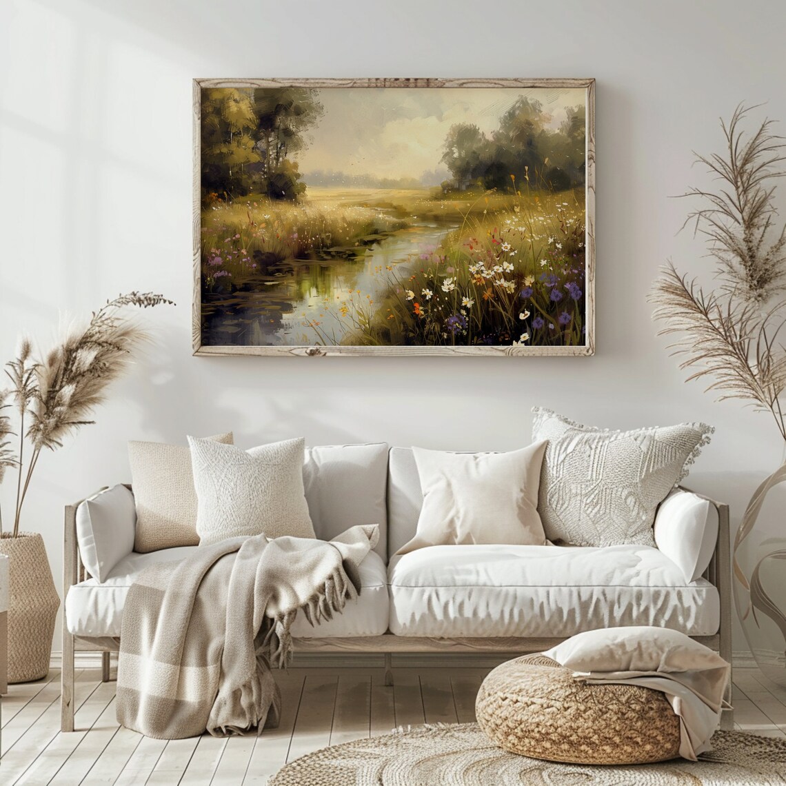 Frame TV Art, Spring Wildflower Landscape, Spring Floral TV Art, River ...